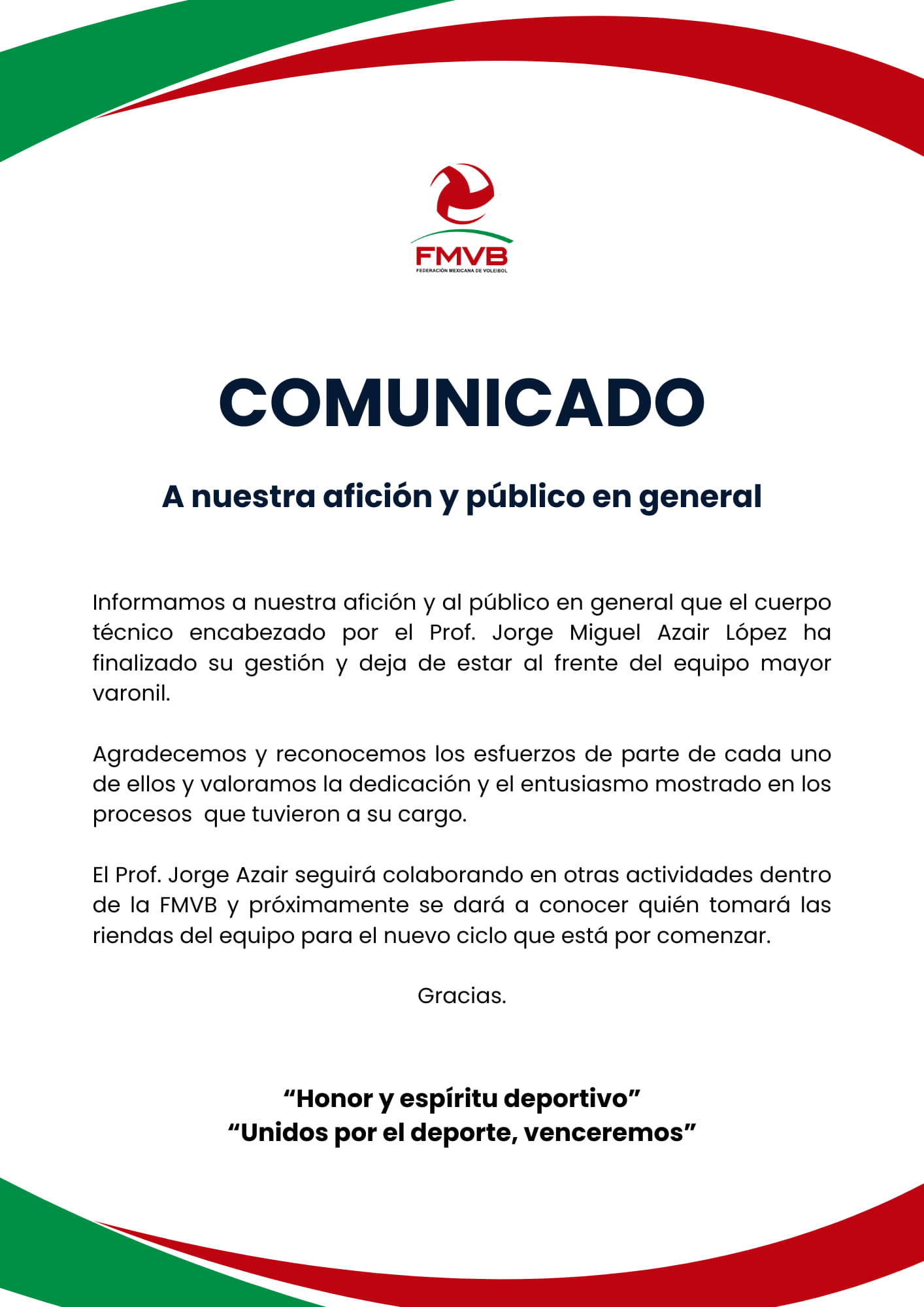 Jorge Azair deja su puesto al mando de la Selección Mexicana de ...